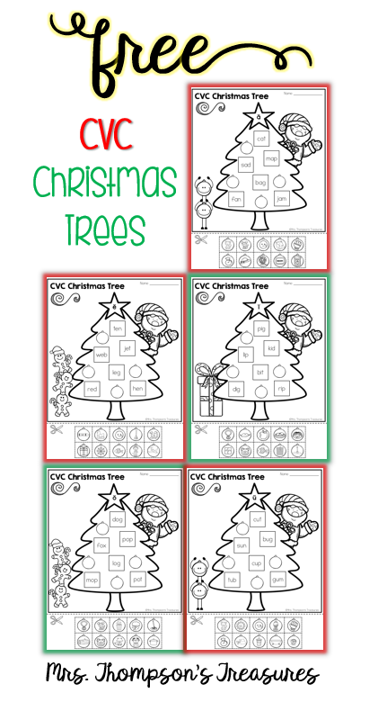 Kindergarten Christmas Cvc Worksheets