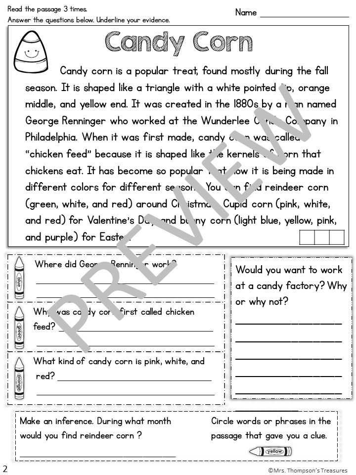 Fall Reading Comprehension For Grades 2 3 Mrs Thompson s Treasures Fall Reading Comprehension For Grades 2 3 Mrs Thompson s Treasures